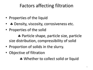 Theory and factors affecting filtration,discuss different types of ...