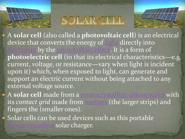 P.p.t on types of electric cells | PPTX | Physics | Science