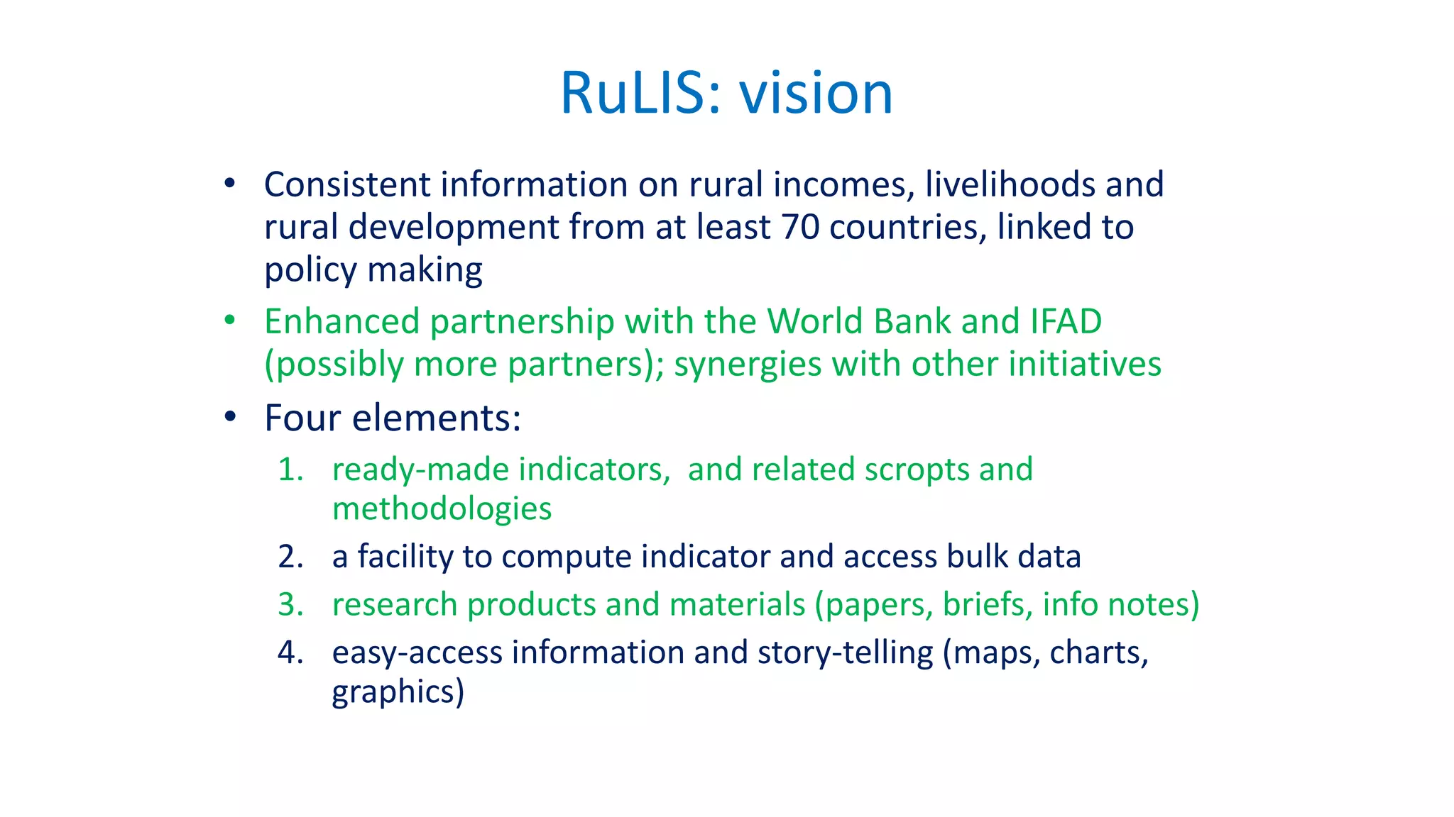 Overview of RuLIS (Piero Conforti, FAO) | PDF