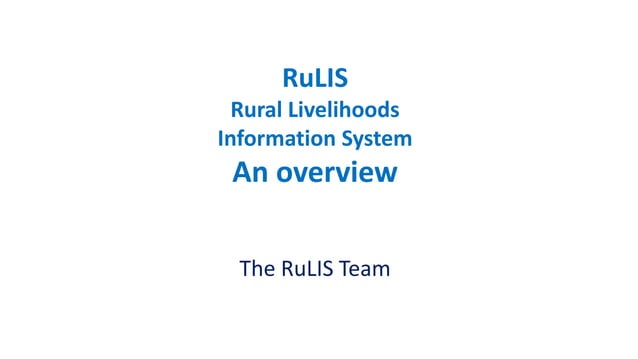 Overview of RuLIS (Piero Conforti, FAO) | PDF