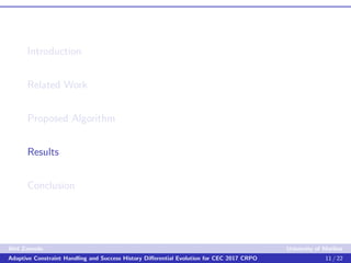 Adaptive Constraint Handling and Success History Differential Evolution for CEC 2017 Constrained ...