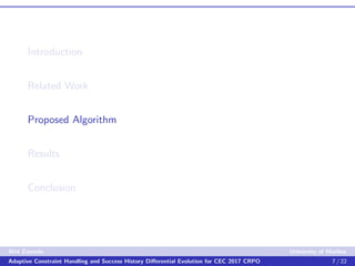 Adaptive Constraint Handling and Success History Differential Evolution for CEC 2017 Constrained ...