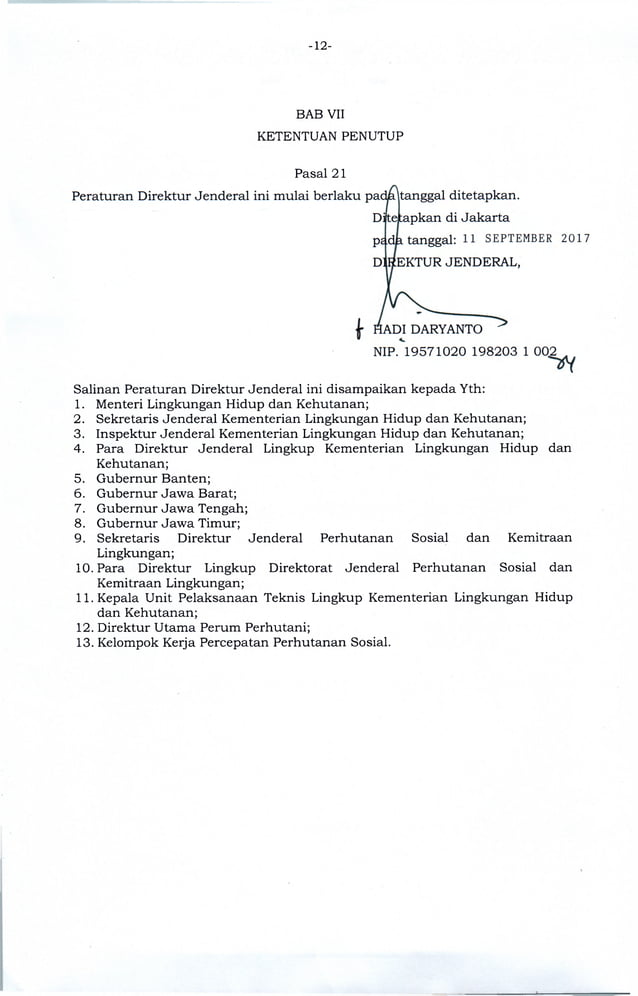 Peraturan Direktur Jenderal PSKL Nomor 8 Tahun 2017 Tentang : Pedoman ...