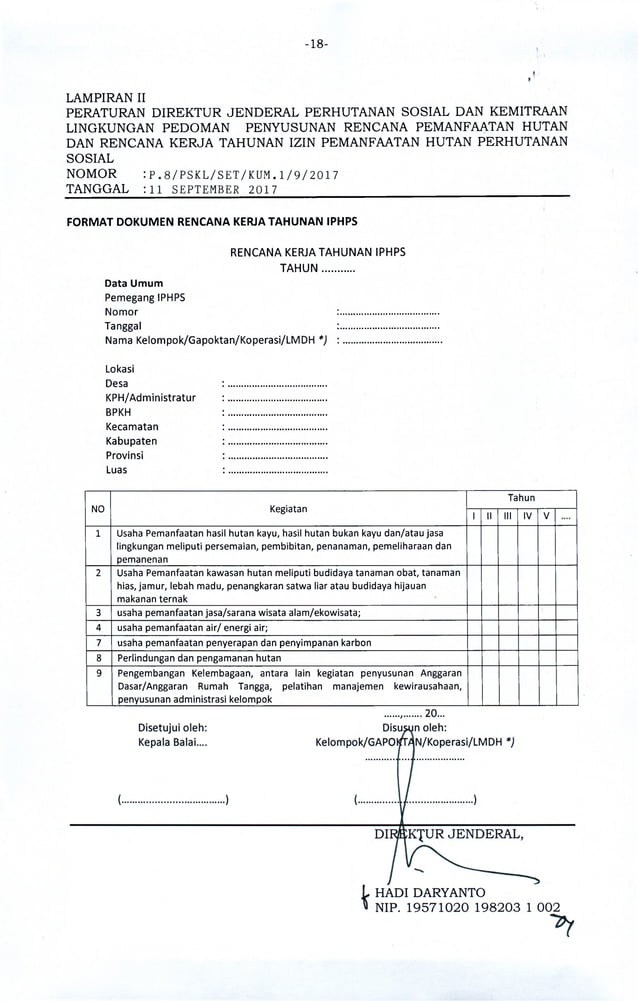 Peraturan Direktur Jenderal PSKL Nomor 8 Tahun 2017 Tentang : Pedoman ...