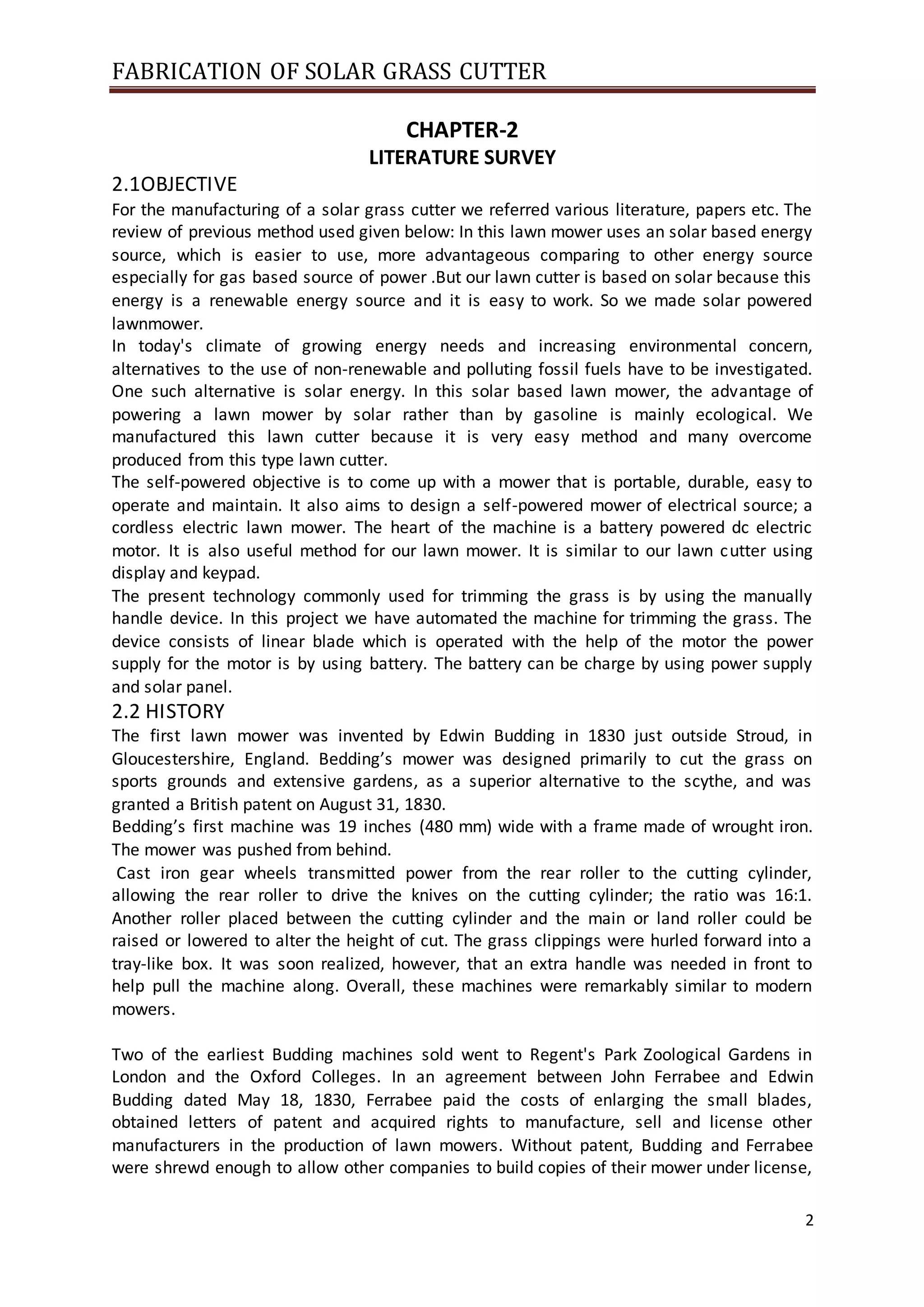 solar grass cutter | DOCX