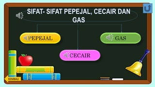 PowerPoint Interaktif Sifat- Sifat Pepejal, Cecair dan Gas Tahun 5 | PPTX