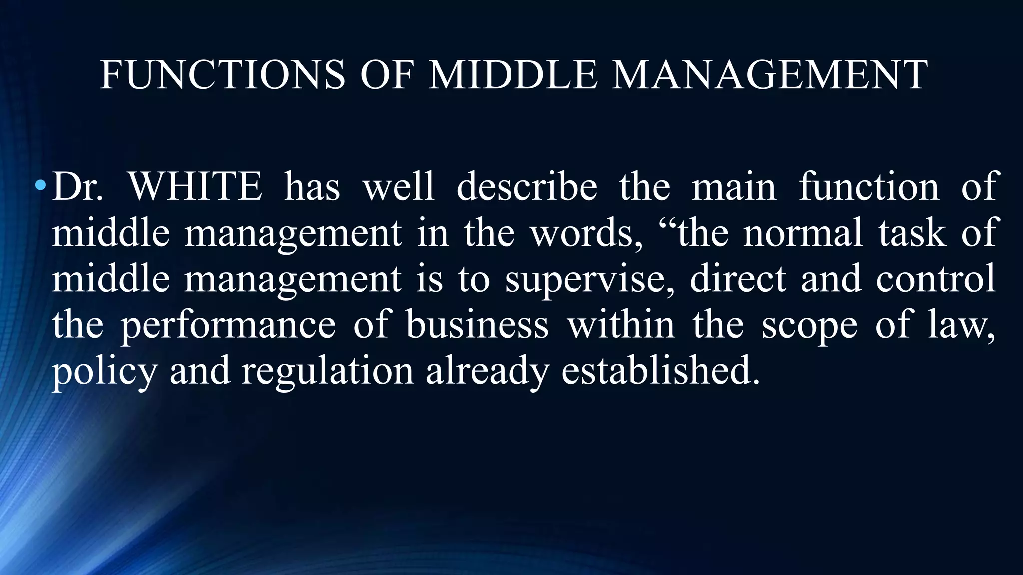 FUNCTIONS OF MIDDLE MANAGEMENT | PPTX
