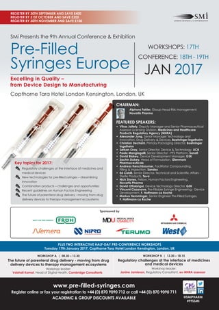 SMi Group's 9th annual Pre-filled Syringes Europe 2017 | PDF ...