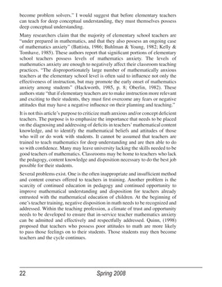P. 19 Teacher Math Anxiety | PDF