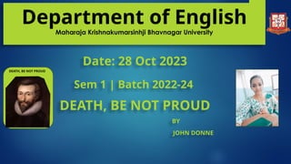 101 - Death be not Proud Poem on Presentation | PPTX