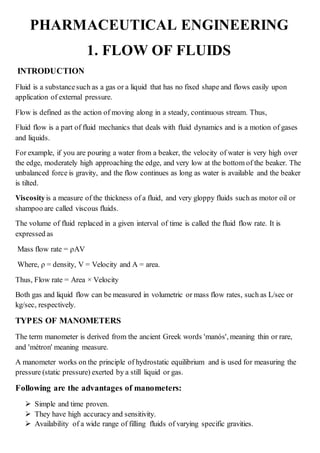 Pharmaceutical engineering flow of fluids | DOCX