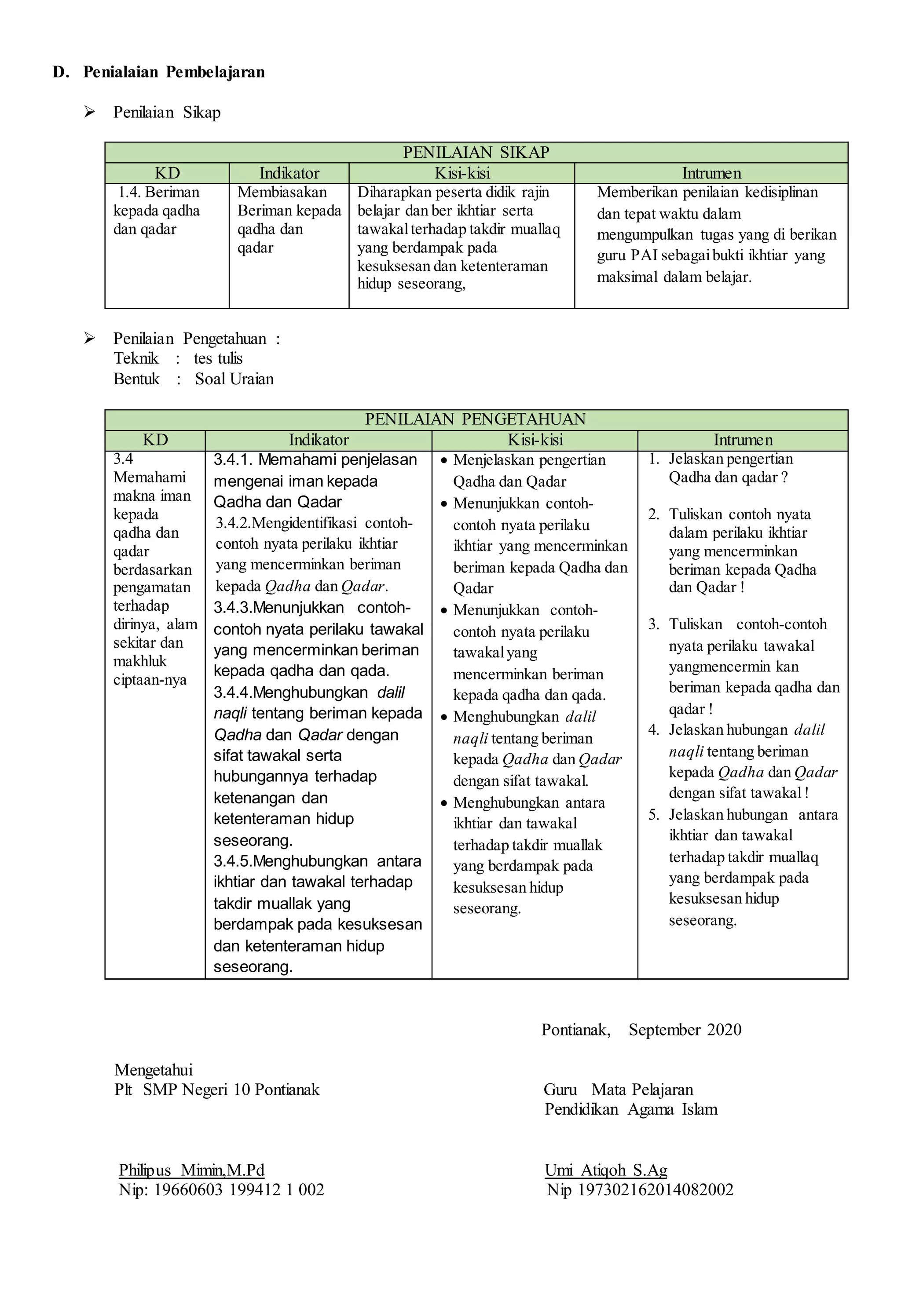 RPP-QODHO DAN QODAR | DOCX
