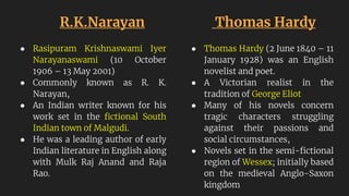 Comparative Study of R.K. Narayan's 'Malgudi' and Thomas Hardy's ...