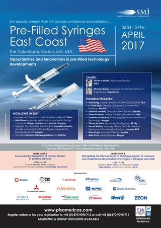 Pre-Filled Syringes East Coast 2017 | PDF | Pharmaceutical Industry ...