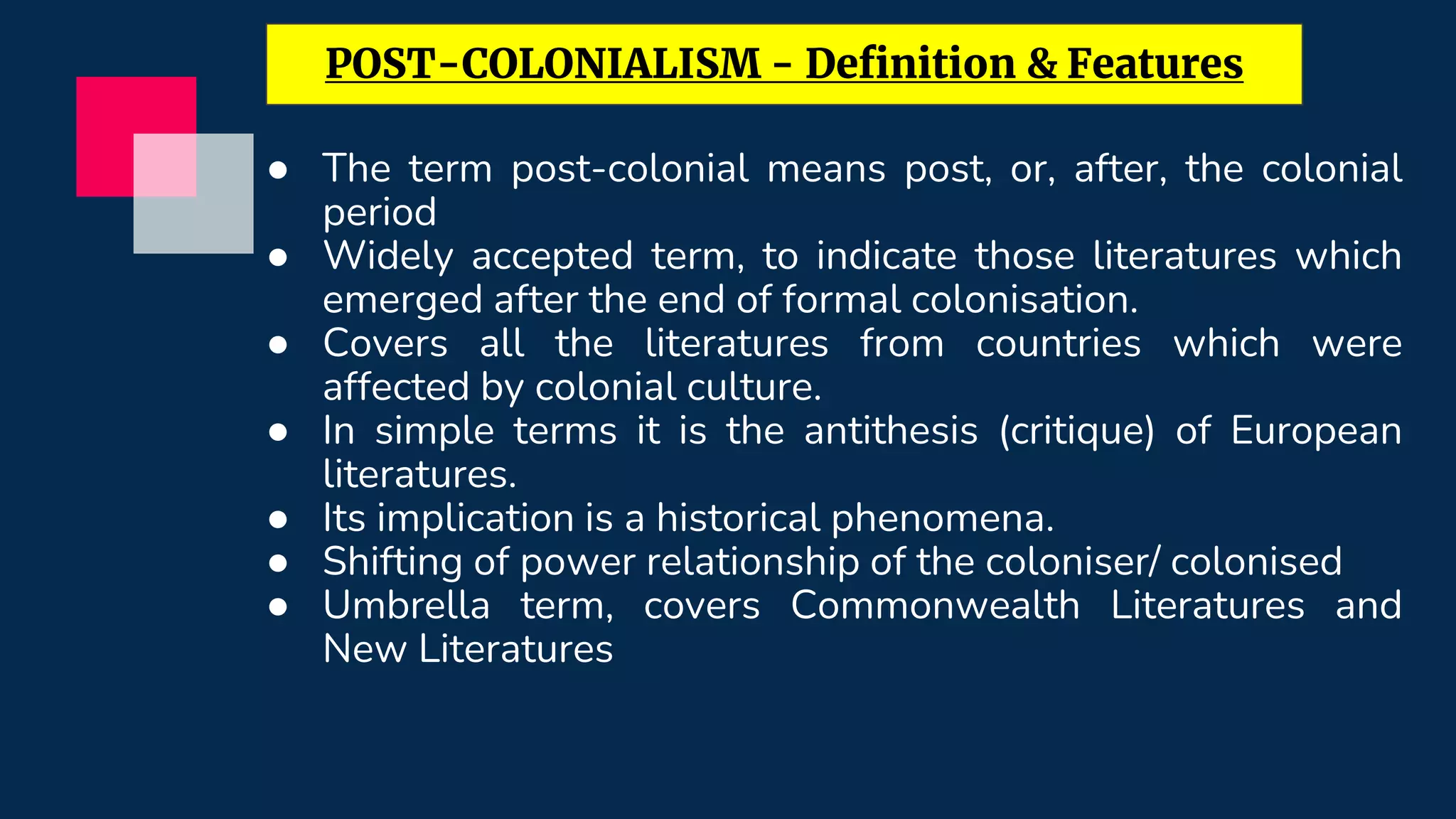 Postcolonial Theory and Literature: An Overview | PPTX