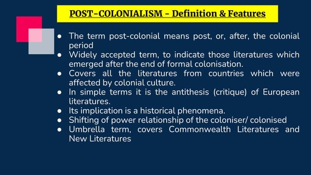 Postcolonial Theory and Literature: An Overview | PPTX