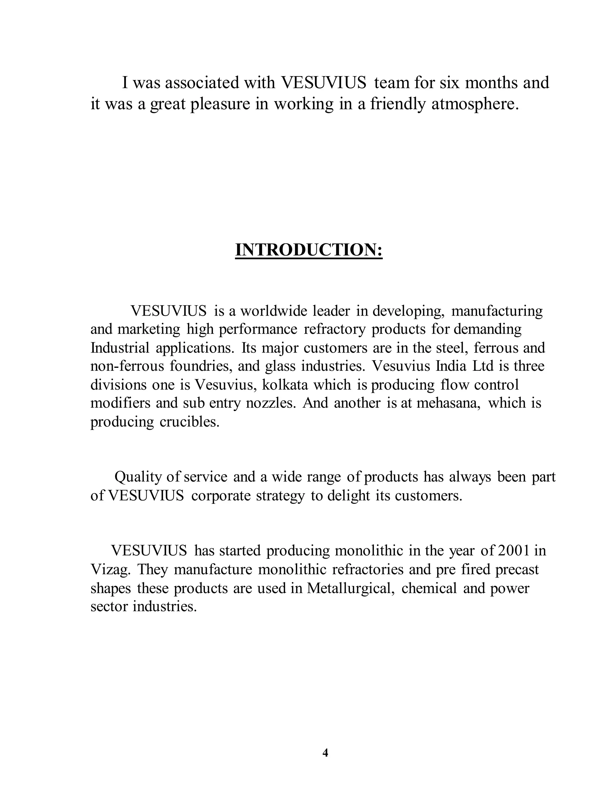 Vesuvius Project report - Monolithic refractories | DOC