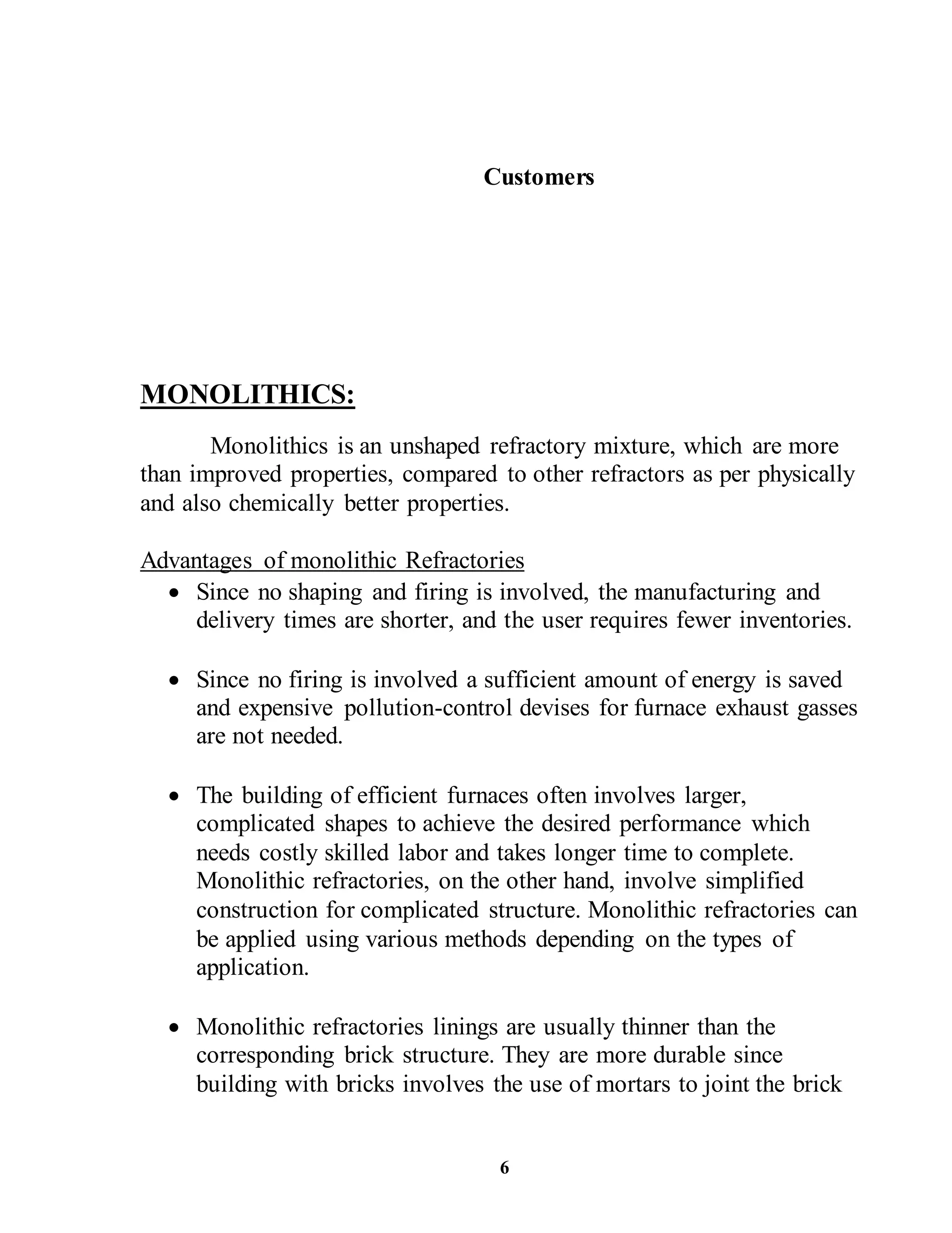 Vesuvius Project report - Monolithic refractories | DOC