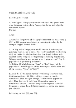 p. 1Lab 6 Population Genetics Hardy-Weinberg TheoremOBJEC.docx
