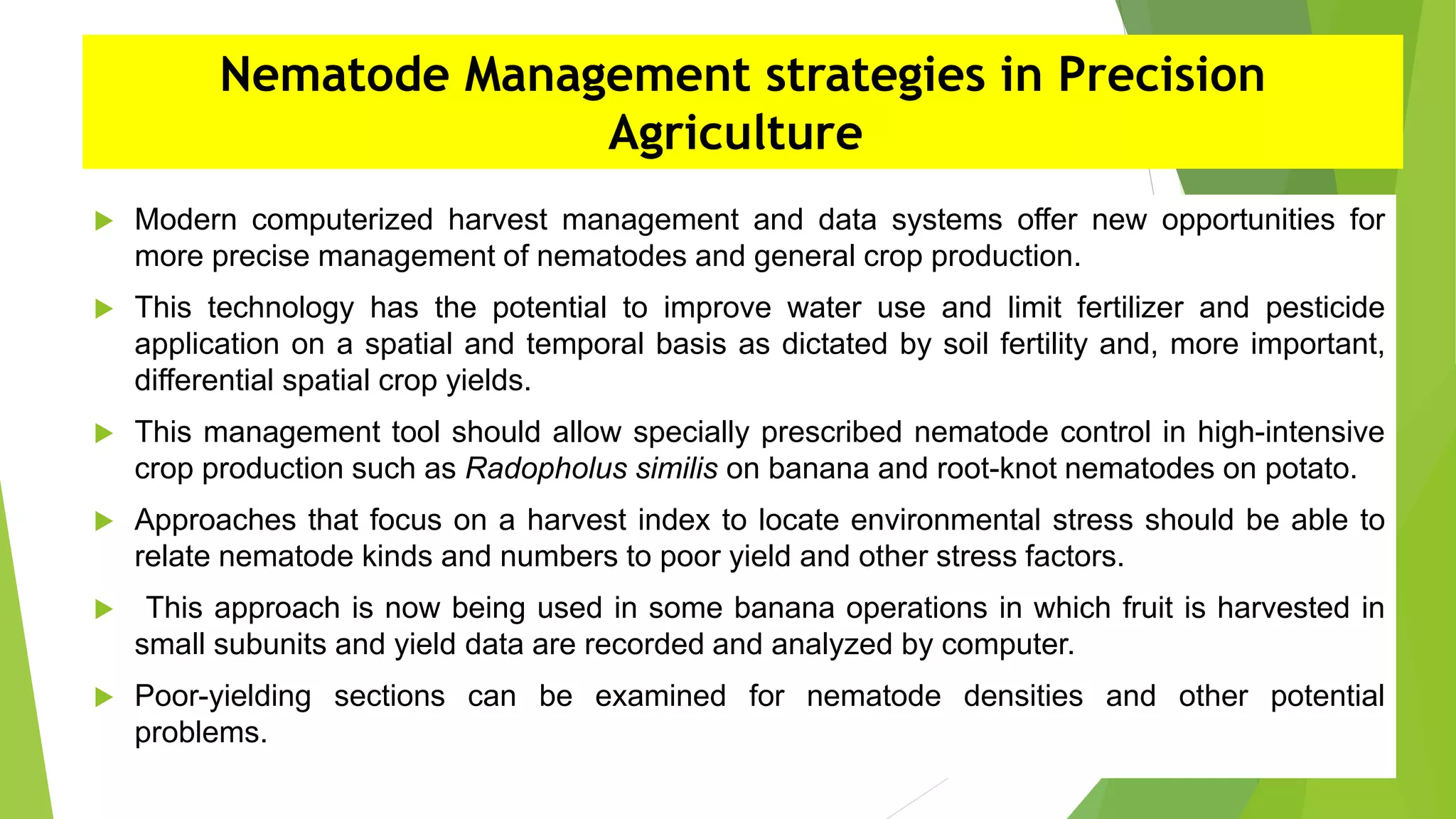 NEMATODE MANAGEMENT OPTIONS AND APPROACHES FOR ORGANIC FARMING AND PRECISION FARMING | PPT