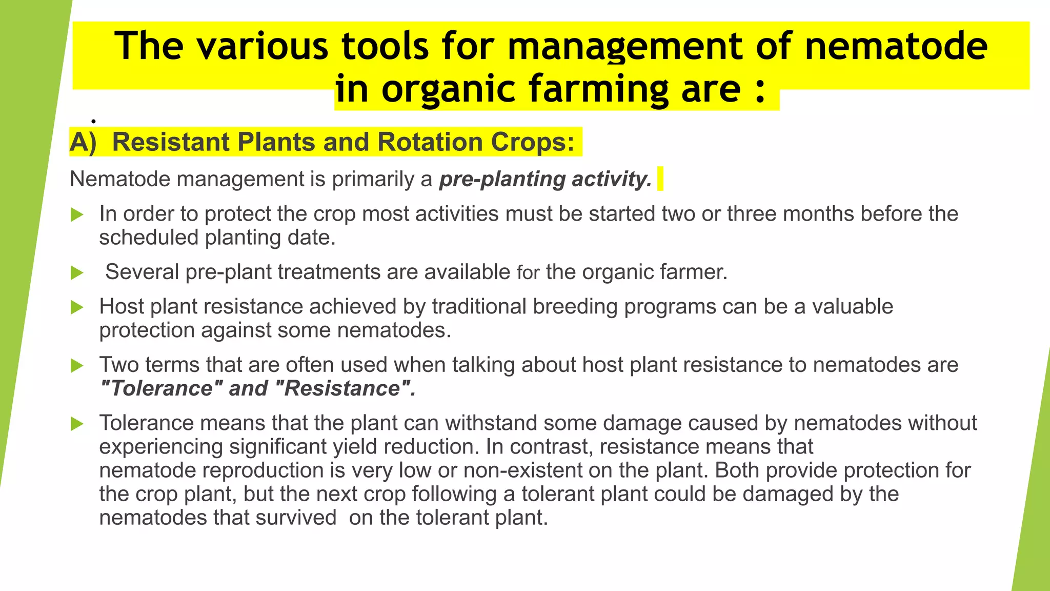 NEMATODE MANAGEMENT OPTIONS AND APPROACHES FOR ORGANIC FARMING AND ...