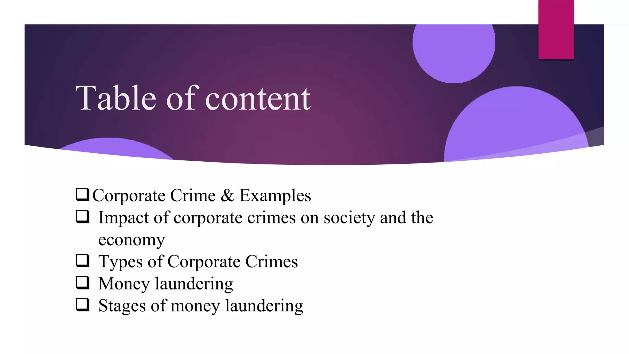 Corporate Crimes and money Laundering | PPTX