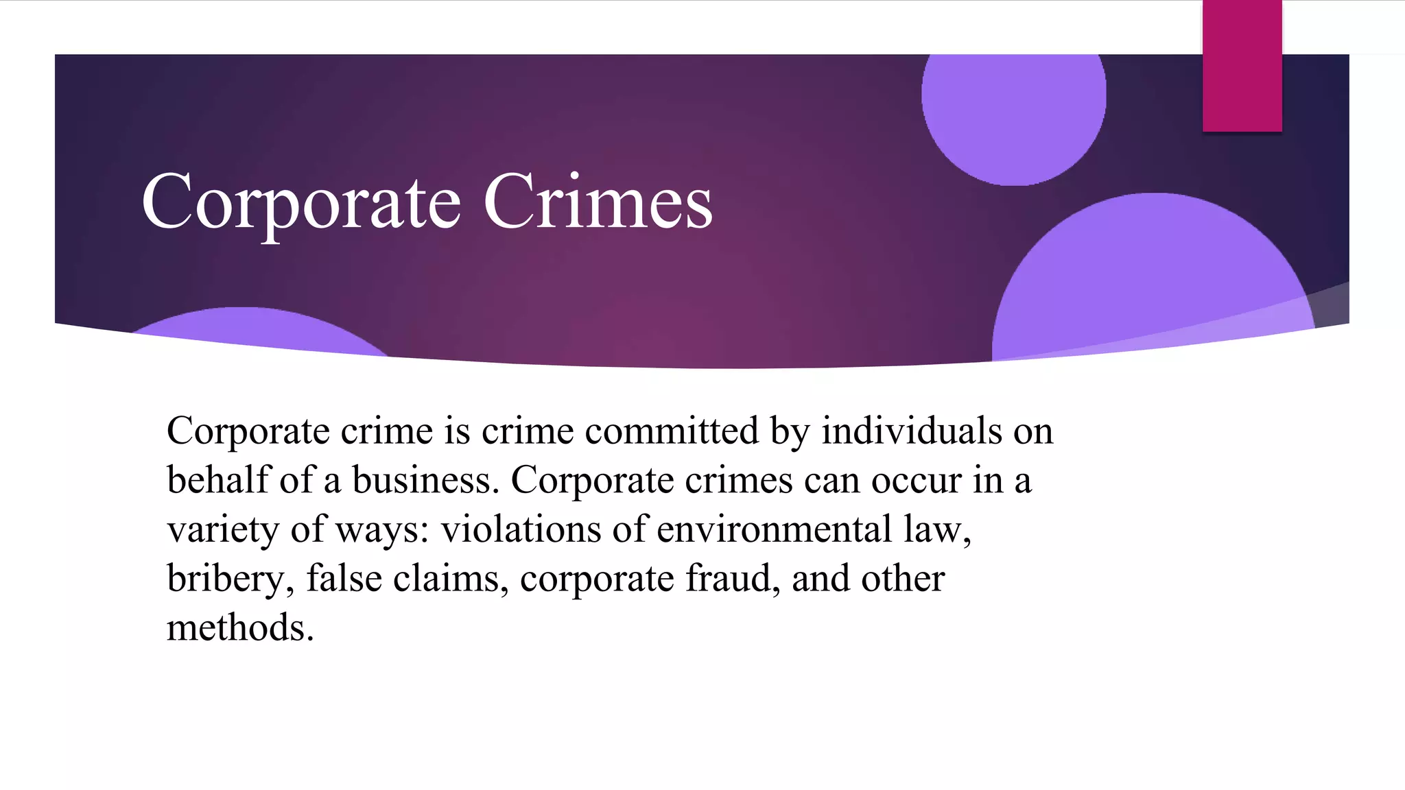 Corporate Crimes and money Laundering | PPTX