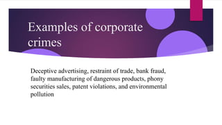 Corporate Crimes and money Laundering | PPTX