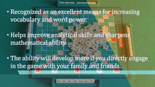 P.E Scrabble-Grade 8-Third Quarter-Indoor recreational activity | PPTX