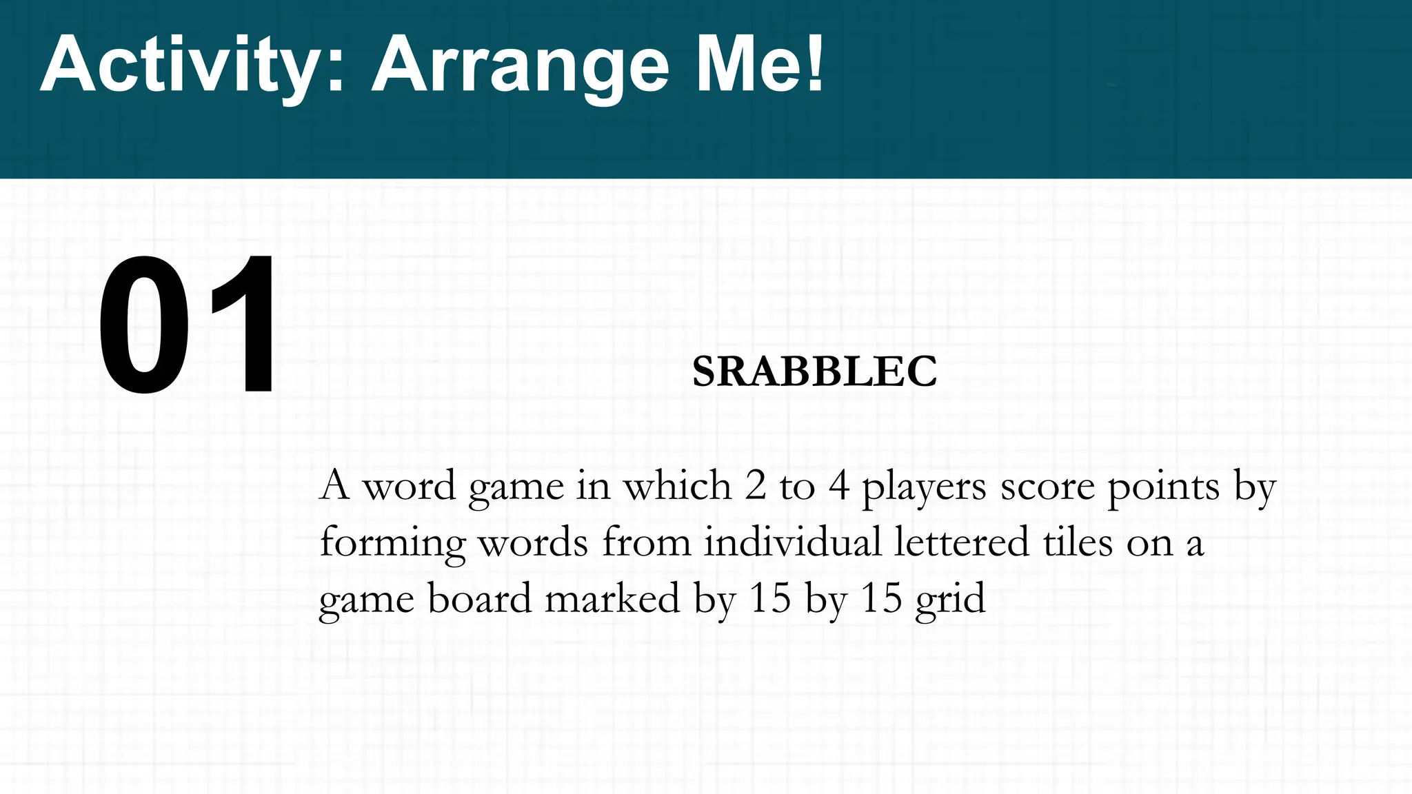 An Indoor Recreational Activity: Scrabble | PPTX
