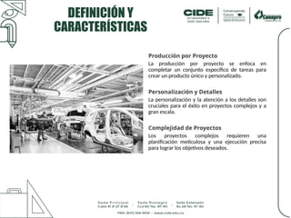 Sistemas de Producción: Lotes, Continua y Proyecto | PPTX