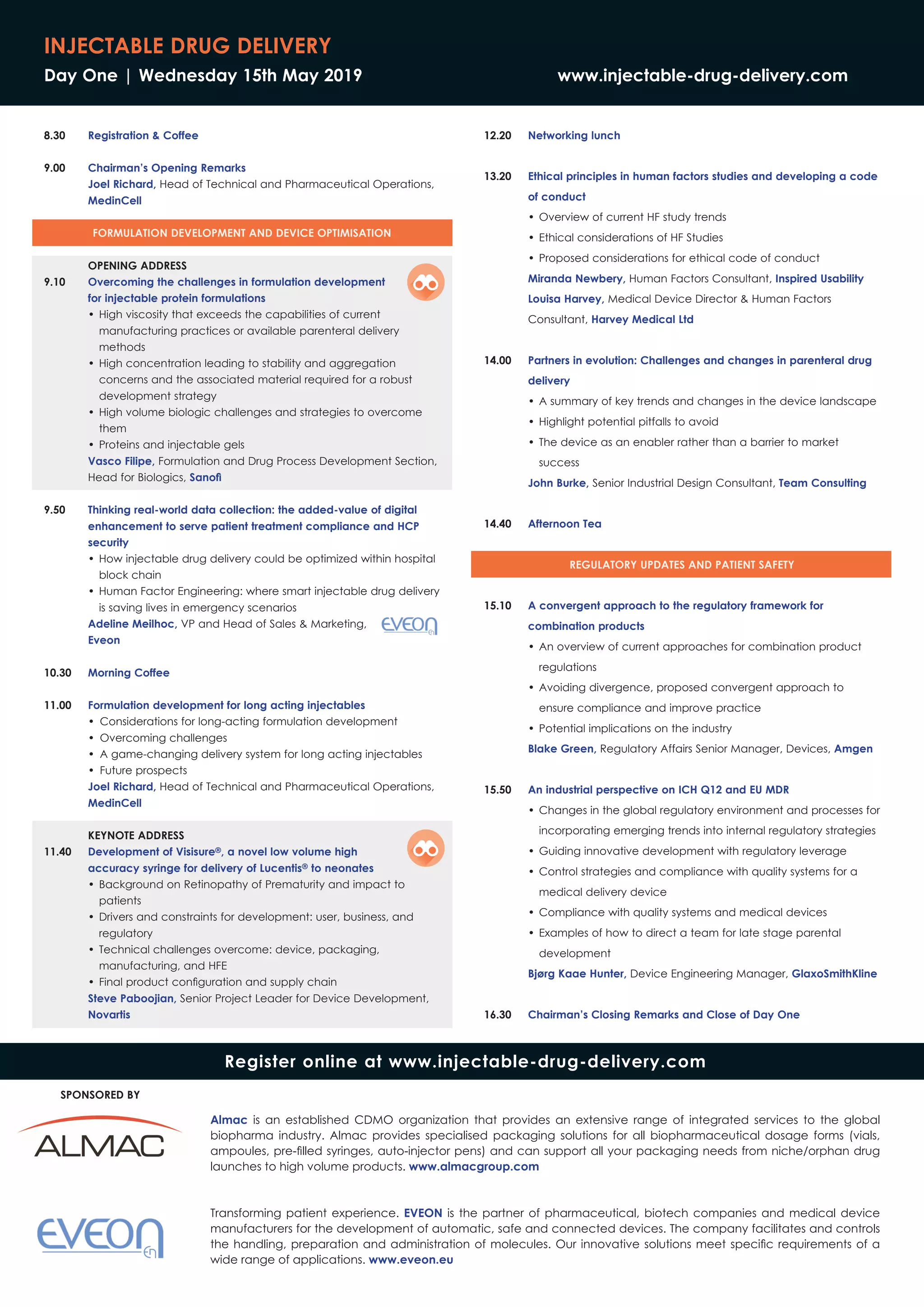 SMi Group's Injectable Drug Delivery 2019 conference | PDF