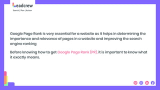 How to get Google Page Rank for your website - Leadcrew | PDF