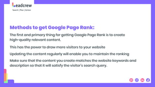 How to get Google Page Rank for your website - Leadcrew | PDF