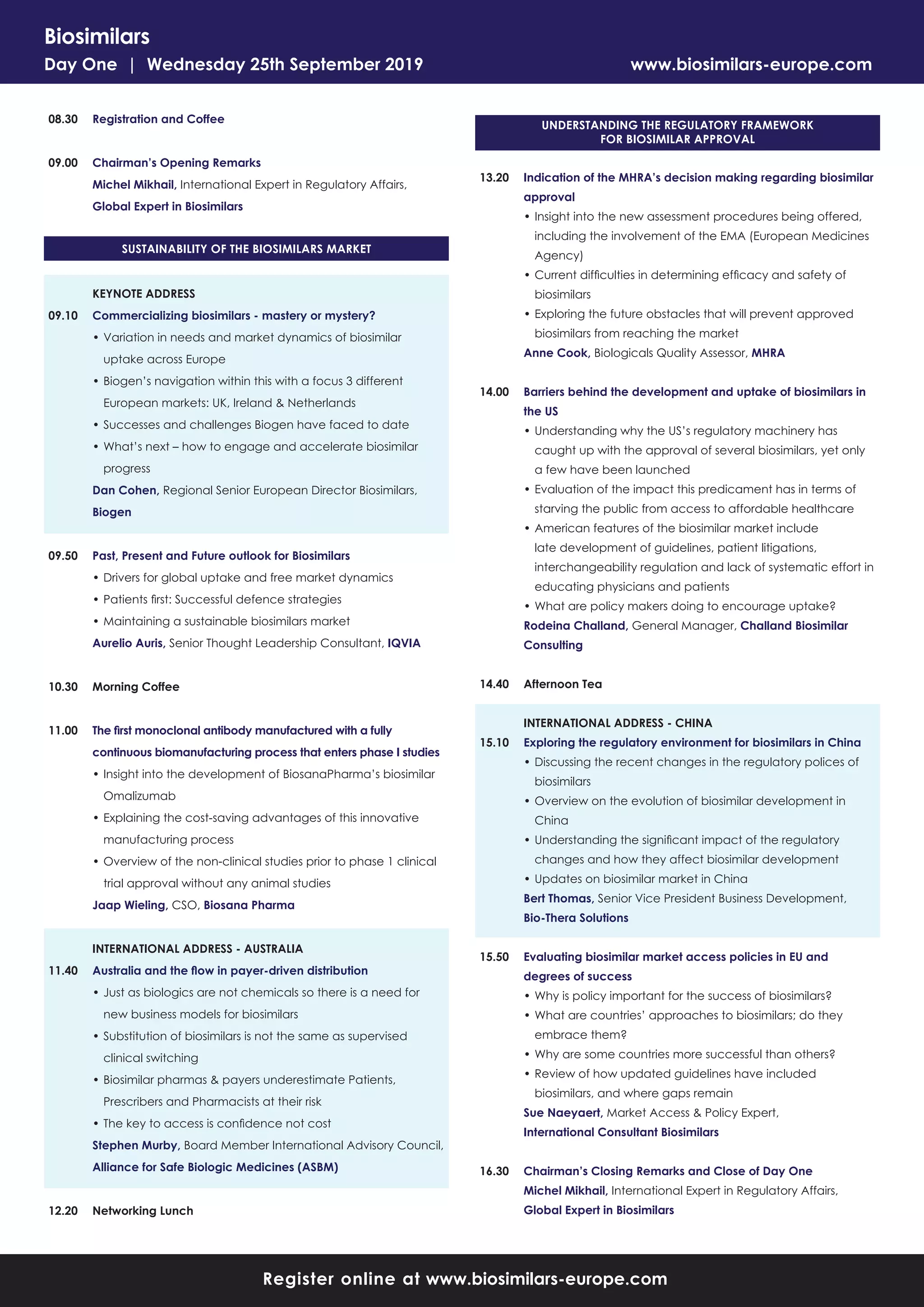 SMi Group's Biosimilars 2019 conference | PDF