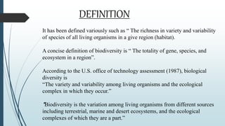 Biodiversity and Conservation l Types of Biodiversity l Genetic ...