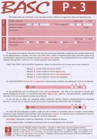 BASC P3 cuadernillo de la bateria basc p3 | PDF