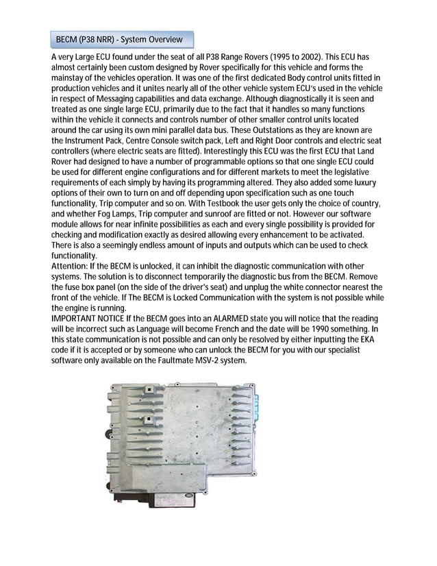 P-38 BeCM Body Control ECU Guide.pdf | Radio Control | Hobbies & Interests