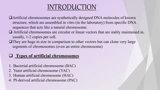 Artificial chromosome I Bacterial Artificial Chromosome I Yeast ...