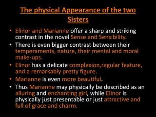 Compare and Contrast the Characters of Elinor and Marianne | PPTX