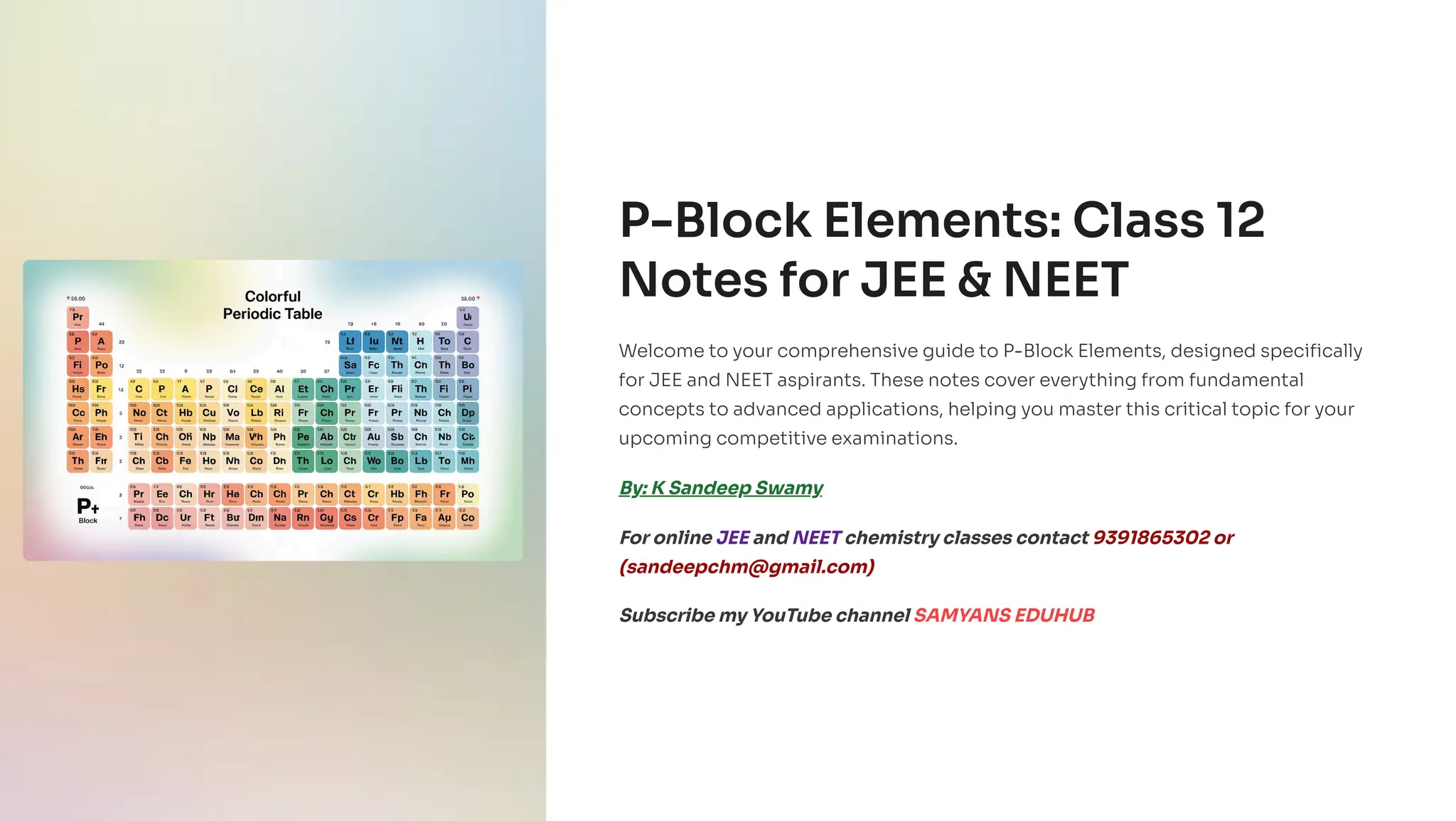 P-Block-Elements-Class-12-Notes-for-JEE-and-NEET.pdf/by sandeep swamy | PDF