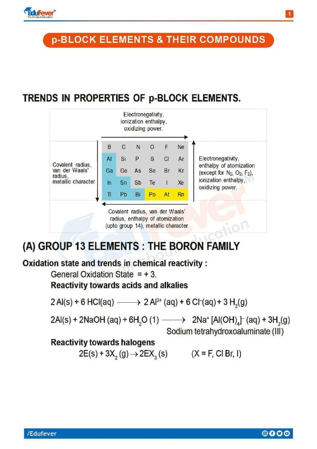 p-Block Elements - Chemistry Revision Notes | PDF