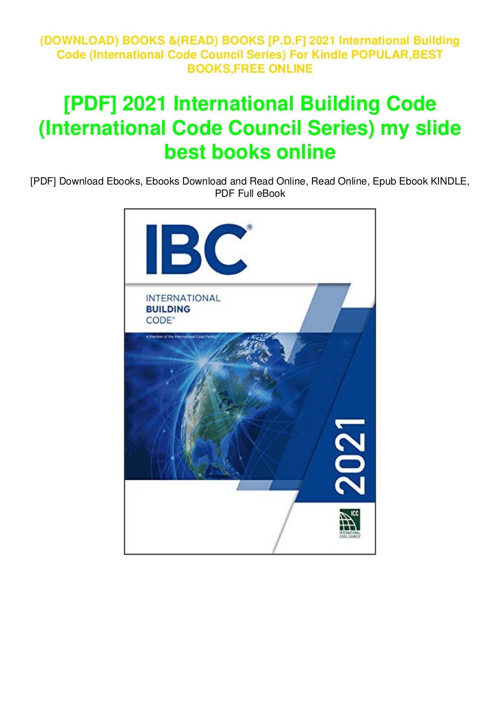 [P.D.F] 2021 International Building Code (International Code Council ...