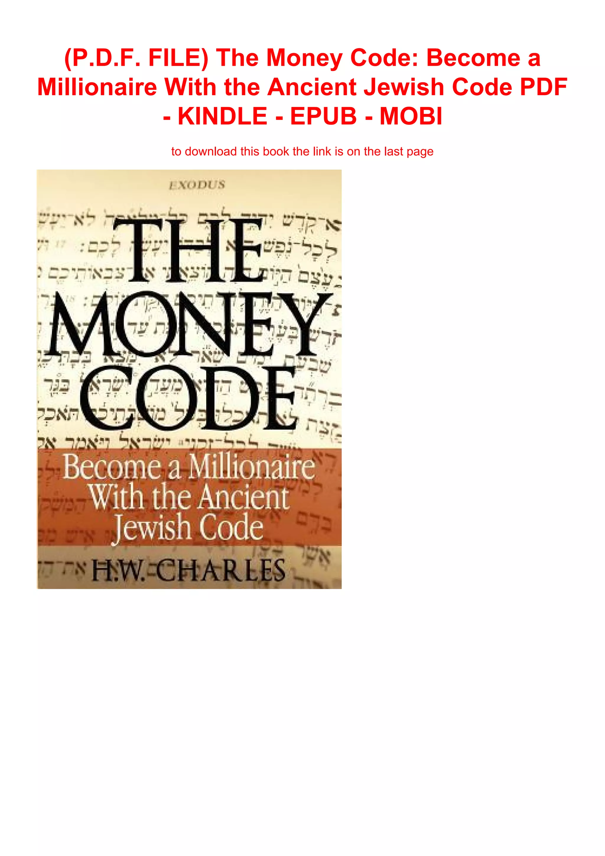 (P.D.F. FILE) The Money Code: Become a Millionaire With the Ancient ...