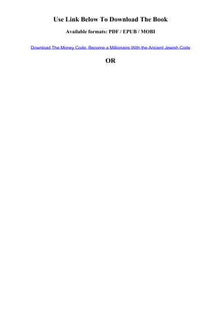 (P.D.F. FILE) The Money Code: Become a Millionaire With the Ancient ...