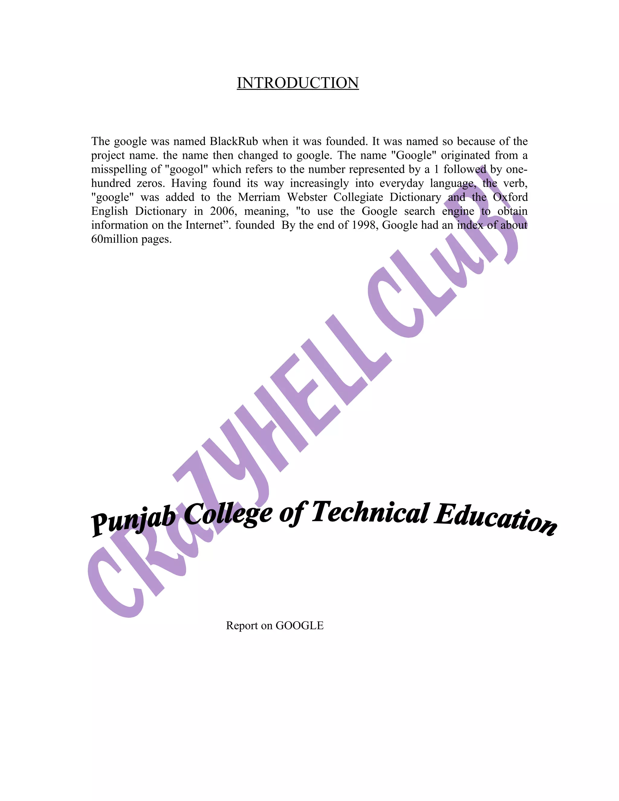 Presentation On Google......Report | PDF