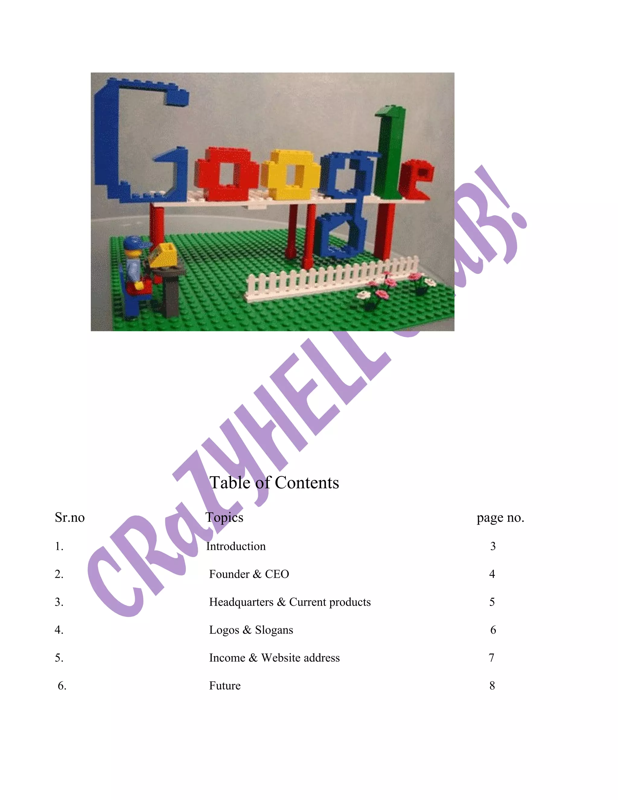 Presentation On Google......Report | DOC