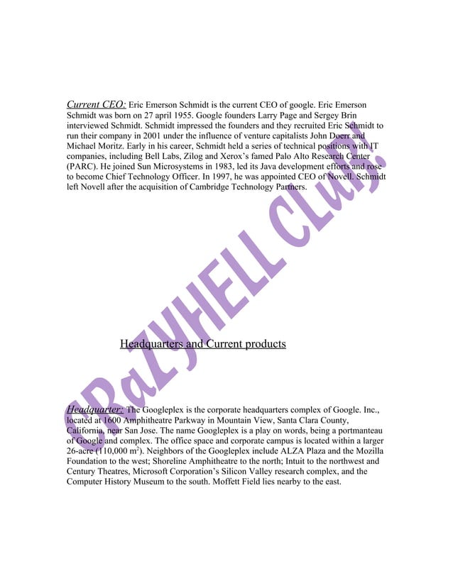 Presentation On Google......Report | DOC