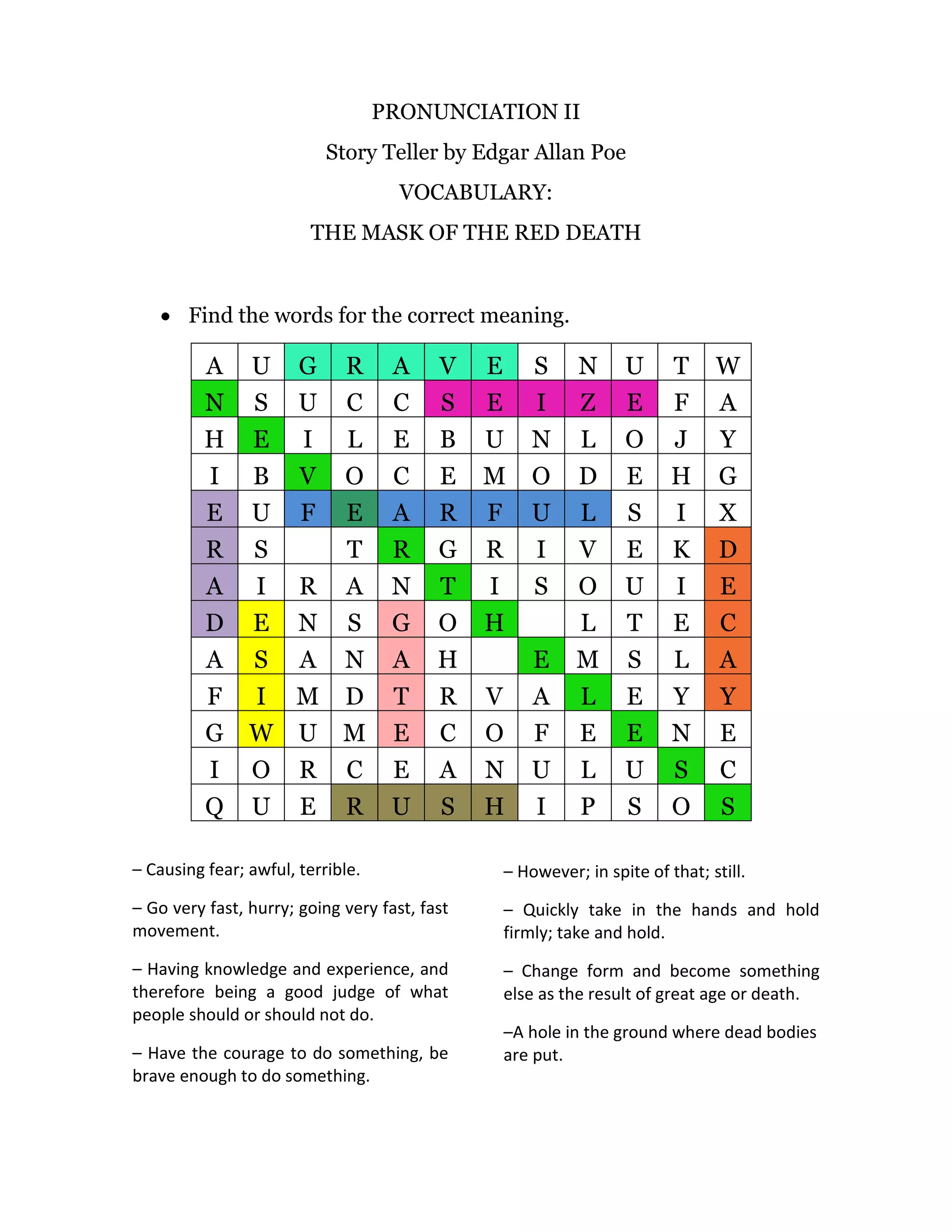 P. ii vocabulary the red death | PDF