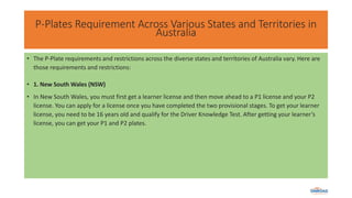 P-Plate Progression Transitioning from Learner to Provisional License ...
